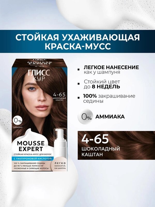 Глисс Кур Mousse Expert Стойкая профессиональная краска-мусс 4-65 Шоколадный каштан