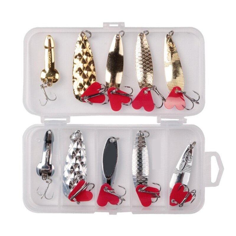 10шт Рыболовная Блесна, Набор Тройных Крючков, Металлическая Блесна, Жесткая Рыболовная Приманка, Набор Рыболовных Приманок, Рыболовные Приманки