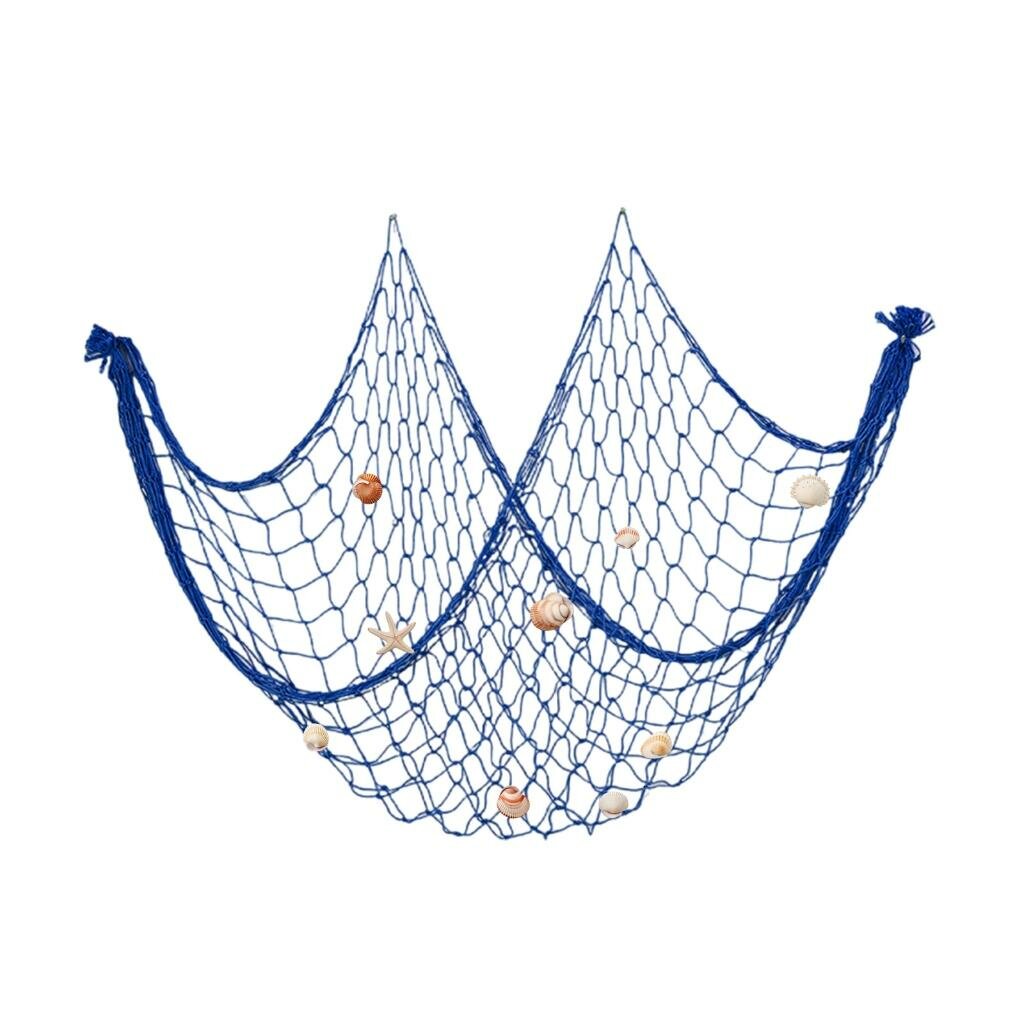 Сетка для рыбалки из хлопка, морская тематика, декор для стены, Синий