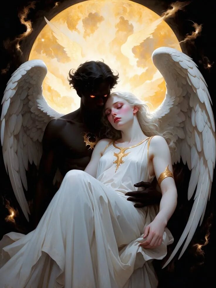 Алмазная Картина "Ангелы И Демоны" 40х50 См Алмазная Вышивка / Картина Стразами Подарков