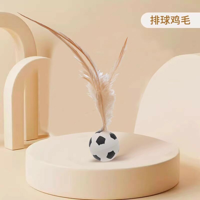 Игрушка для кошек с перьями, эластичный мяч на палке, саморазвлечение, средство от скуки, интерактивная игрушка для кошек, энергозатратная игрушка для питомцев