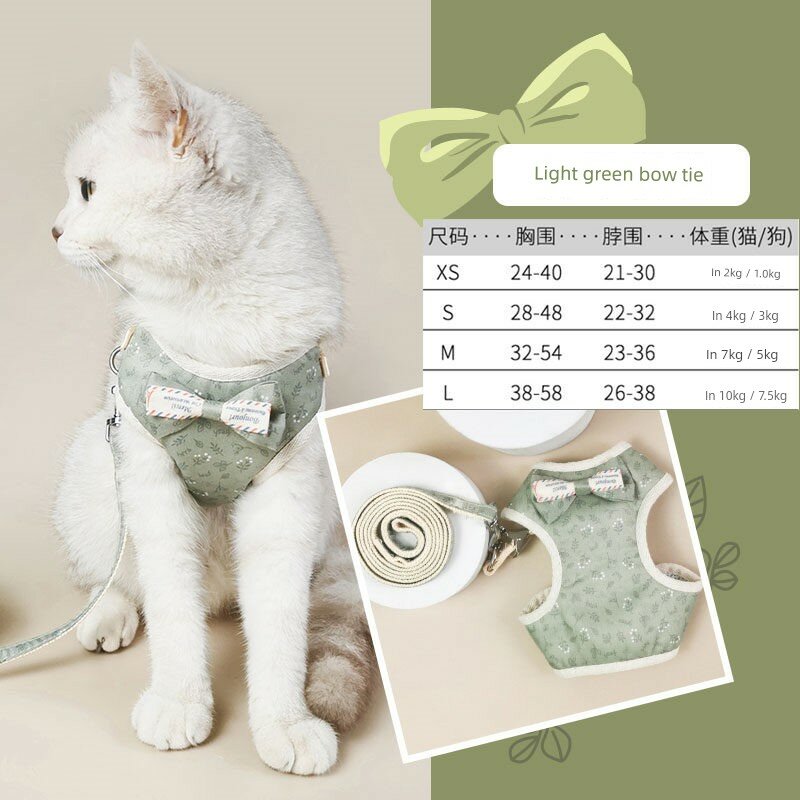 Поводок для кошек, регулируемый поводок для прогулок с кошками, милая шлейка для котят с бантом, шлейка для маленьких