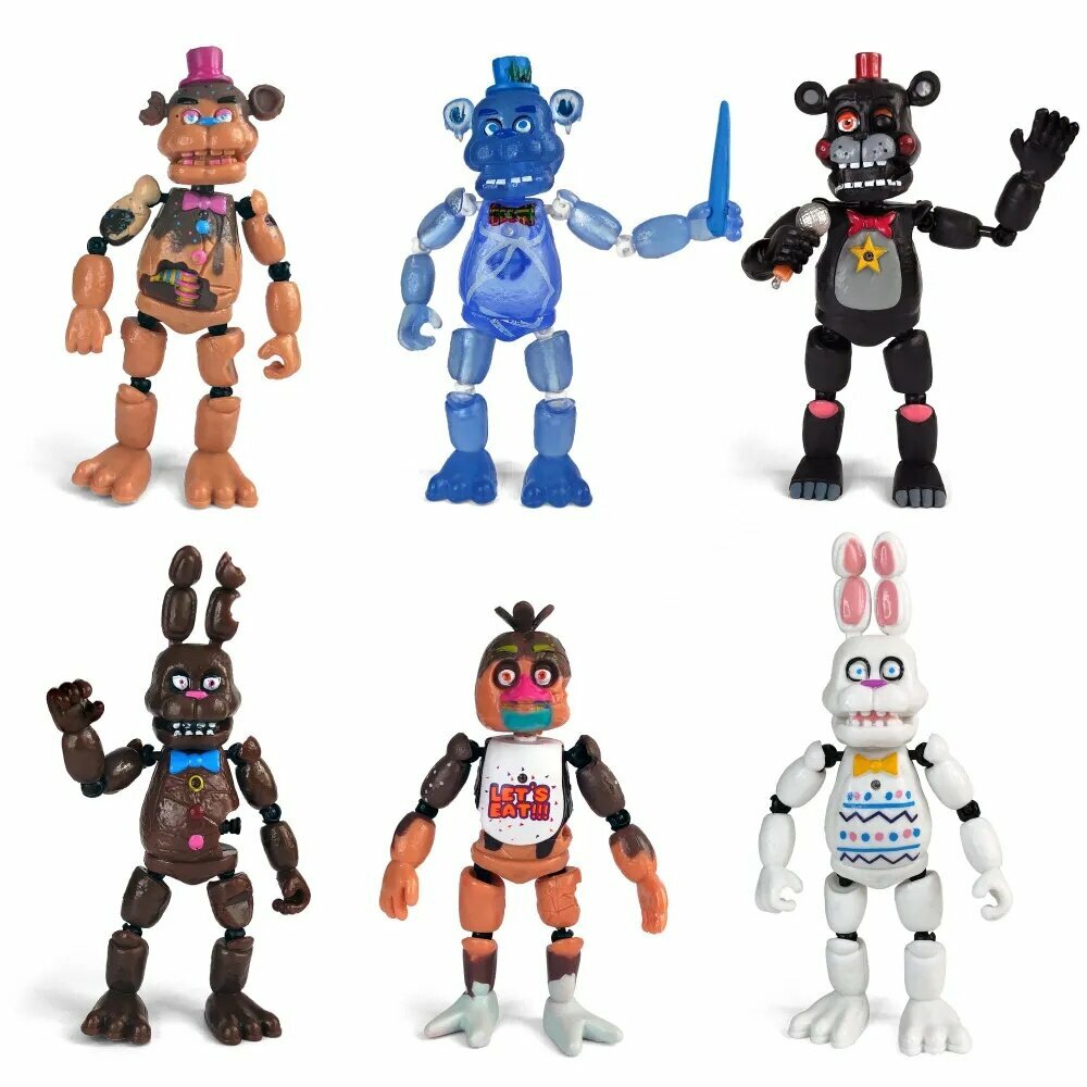 Вдохновленные игрушками Five Nights at Freddys Chocolate Freddy's Action Figures (FNAF) Набор из 6 шт