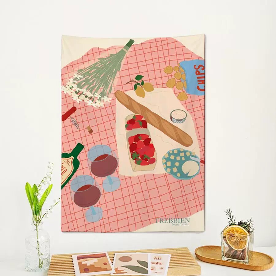 Декоративная ткань в корейском стиле для кухни, шкафа, холодильника, ресторана, с иллюстрацией кофе и еды, в стиле