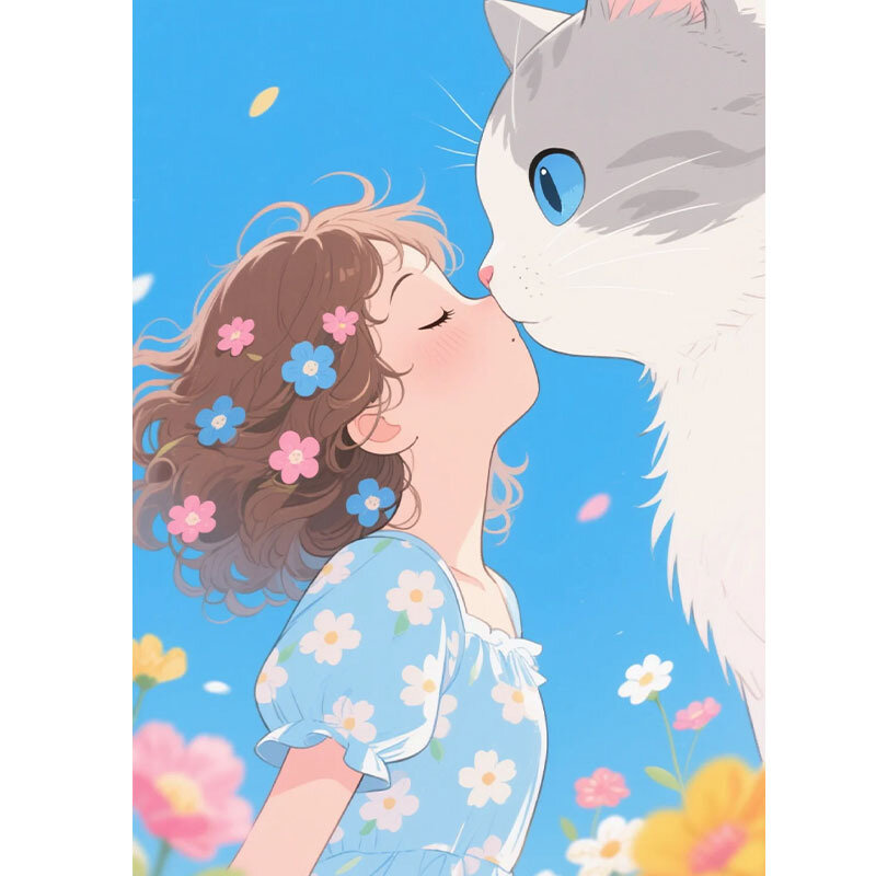 DIY цветочная юбка для девочки и большой кошки с бриллиантами, наклейки ручной работы, украшение для гостиной, спальни,