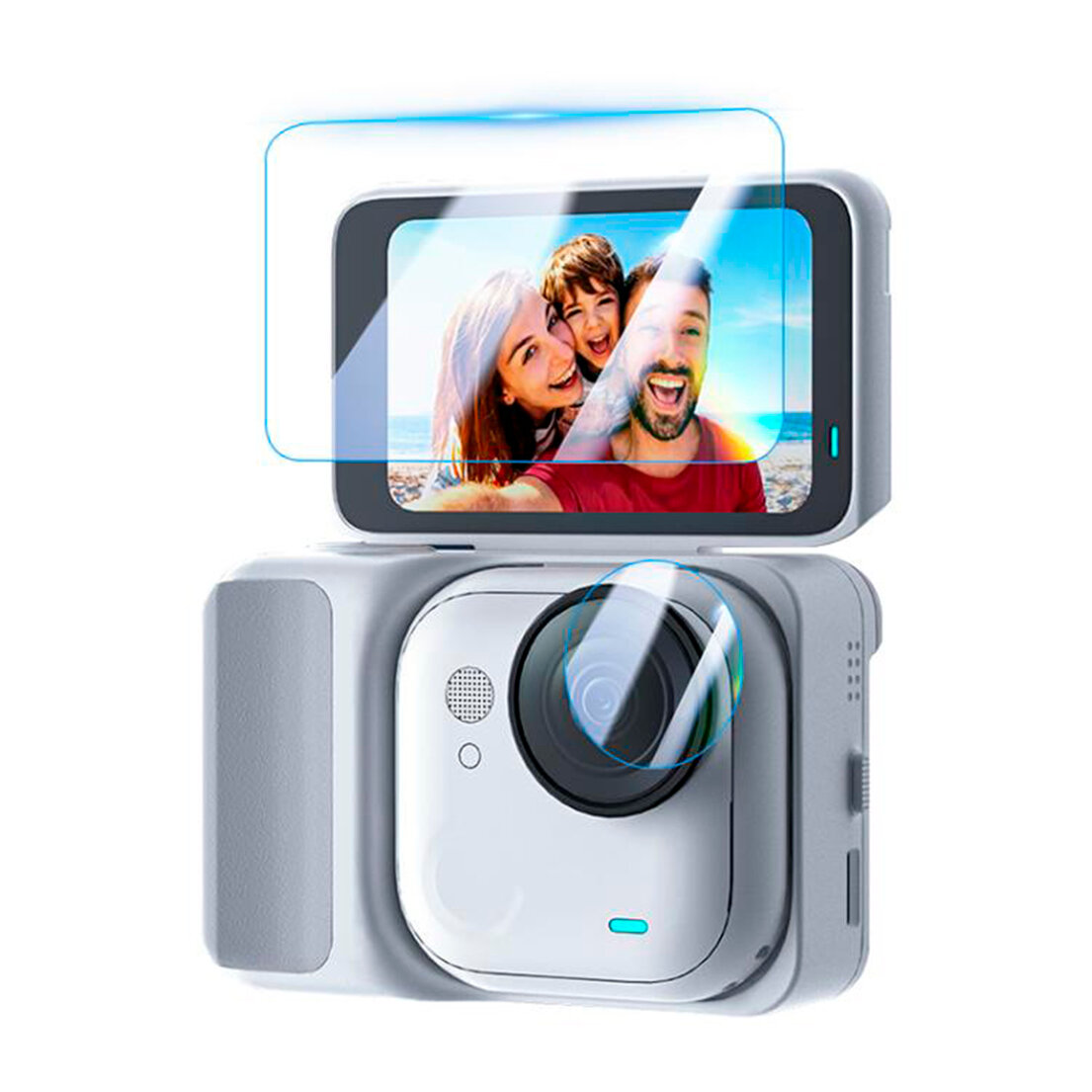 Защитное стекло 2 в 1 для экрана и объектива экшн камеры DJI Osmo 360, PULUZ