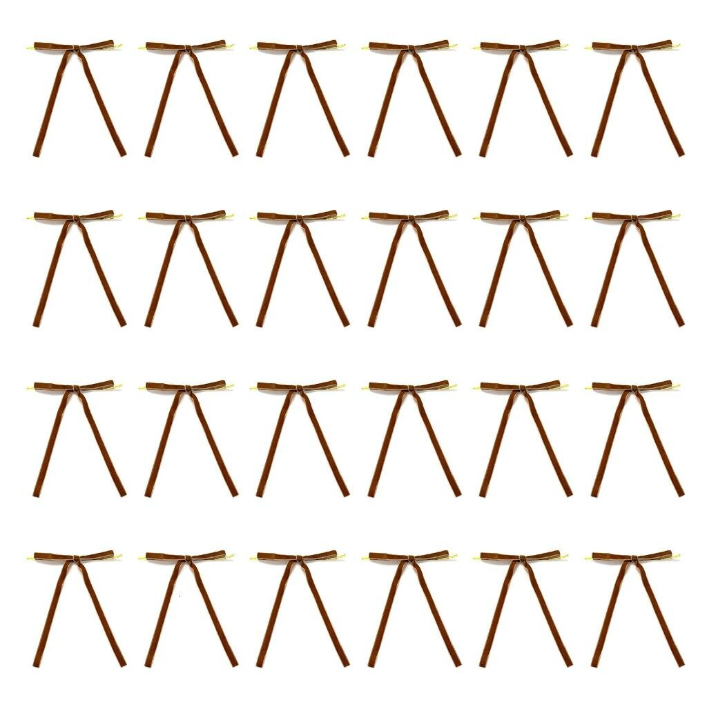 Лента из фланели с бантиками, 24 шт, темный кофе