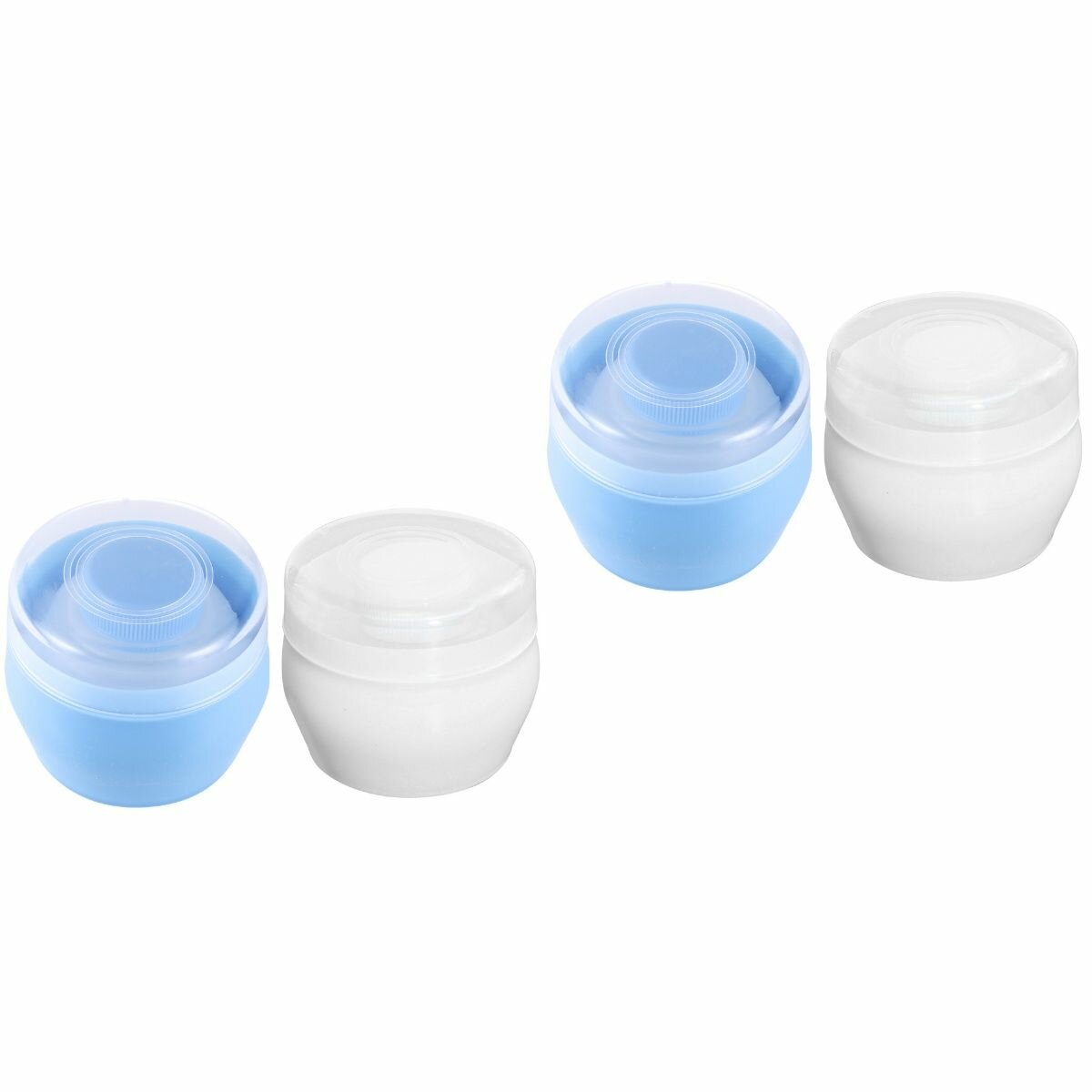 Детская пуховка для присыпки из пластика, в наборе 4 штуки, для ухода дома