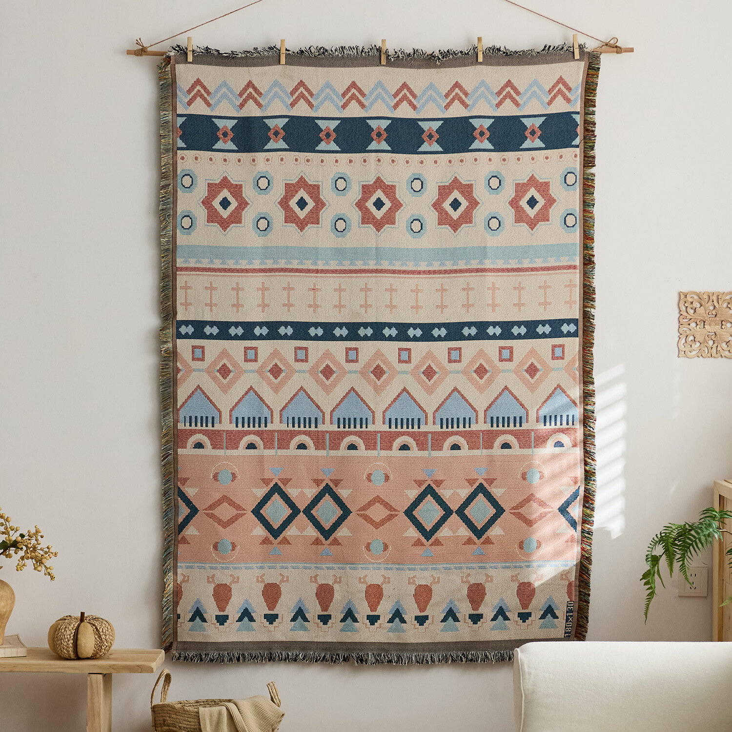 Винтажная ткань с изображением звезд, луны и облаков, стиль искусства, тканевая подвесная картина, декор для стен, фоновая ткань, хлопковая пряжа, таселевая гобелен