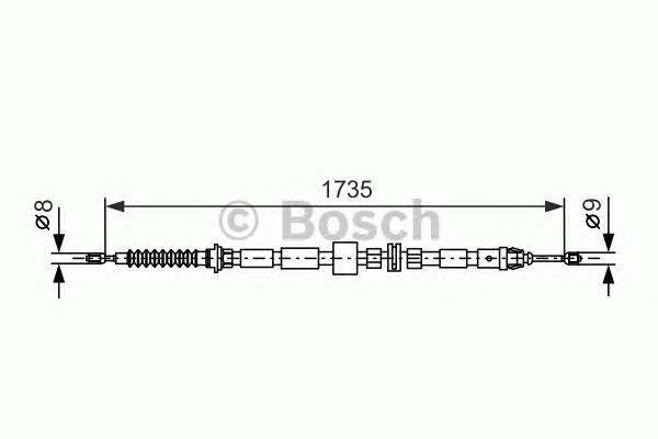 Трос ручного тормоза BOSCH 1987477734 Ford Mondeo 1.8, 2.0, TD D, 2.2 TD, 2.5, 3.0 00-07