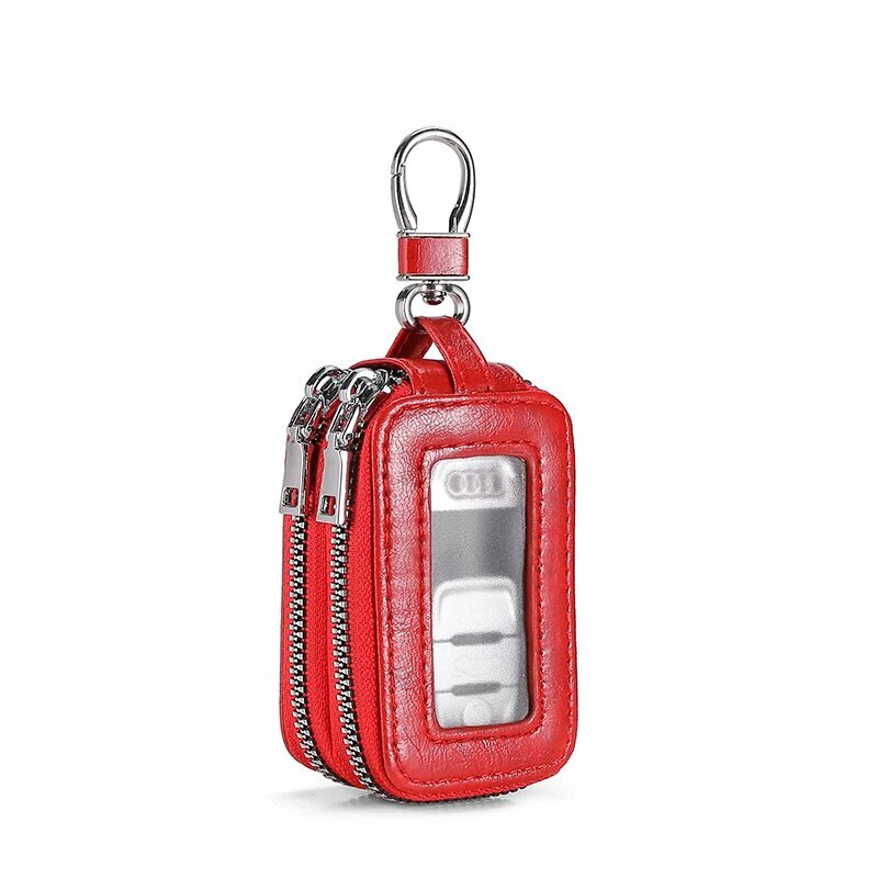 Чехол для автомобильных ключей, унисекс, большой вместимости, защитный чехол для ключей на молнии, брелок, мягкий чехол