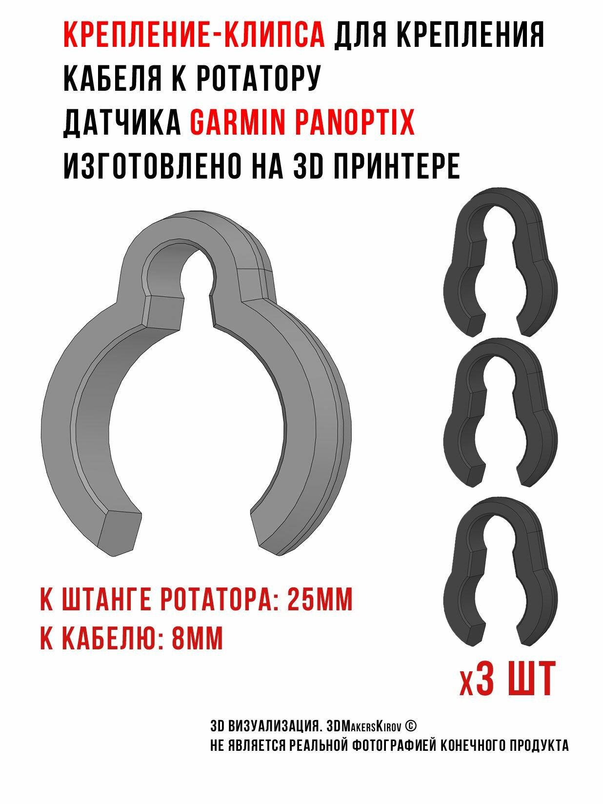 25-8 Крепление клипса для кабеля к ротатору датчика Garmin Panoptix
