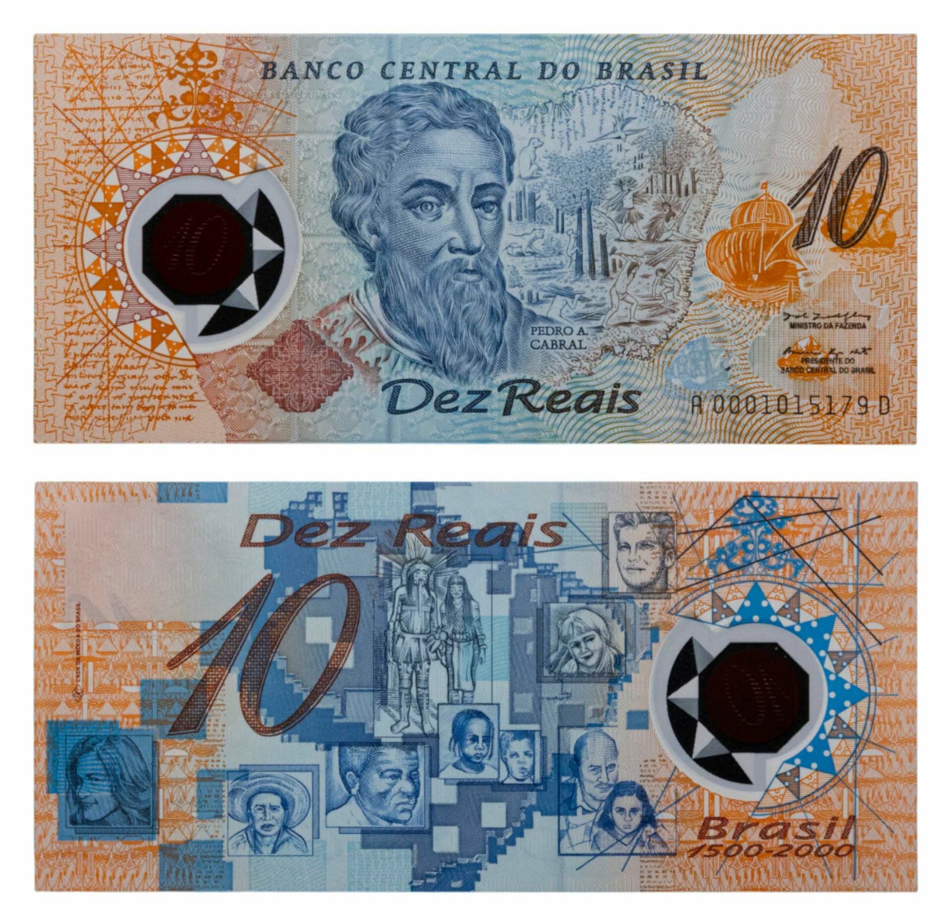 Бразилия 10 реалов 2000 500 лет открытия Бразилии