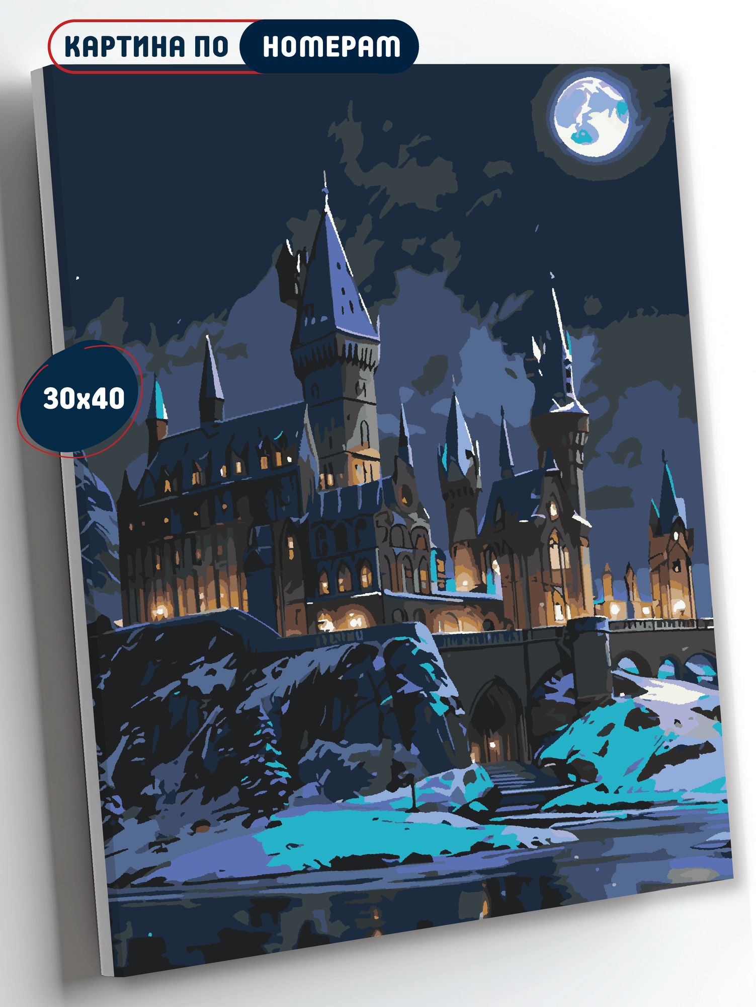 Картина по номерам "Хогвартс", Холст на подрамнике 30х40