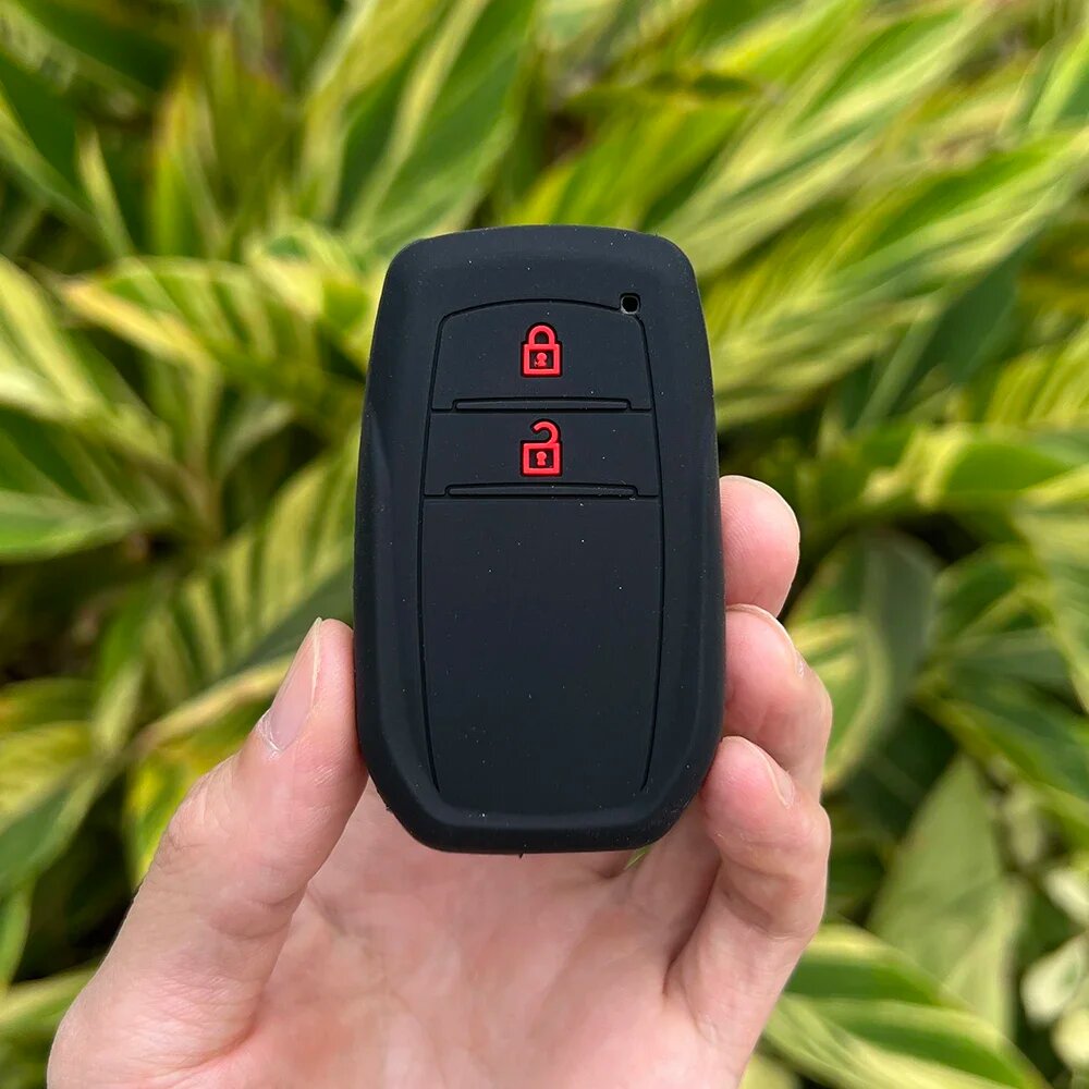 Чехол для ключей Toyota черный с красной кнопкой 2button