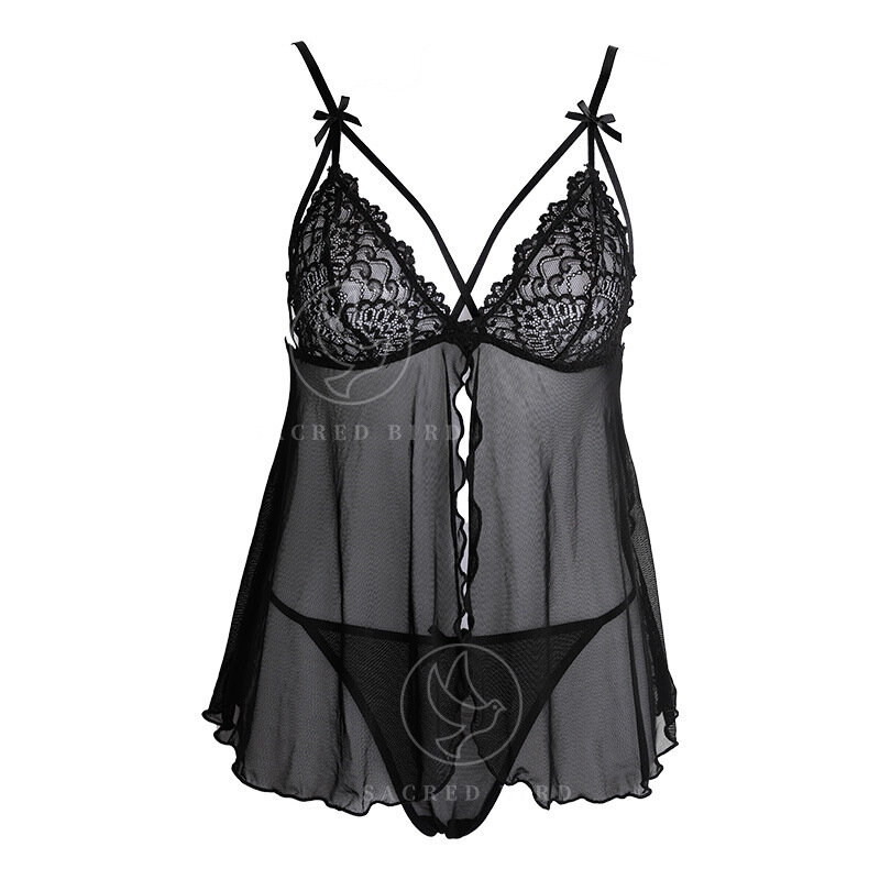 Сексуальное нижнее белье, крестообразное без спинки, сетчатое ночное платье, глубокий V-образный вырез, открытое платье-камисоль, домашний комплект, сексуальное кружево
