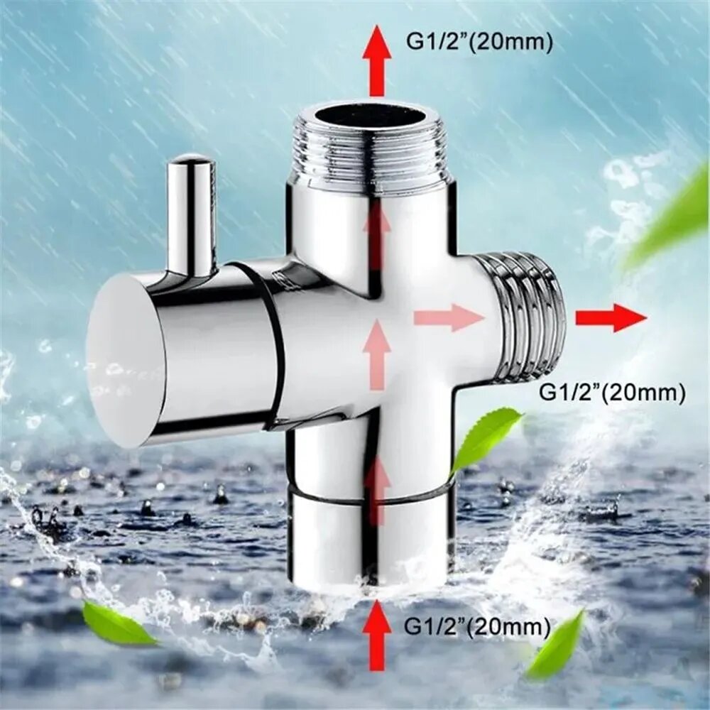 Латунный 3-ходовой адаптер для душа с клапаном тройник для шланга, переключатель между ручной лейкой и насадкой, фиксация без протечек