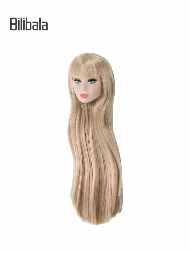 1/6 голова куклы, прямые золотистые волосы, макияж.