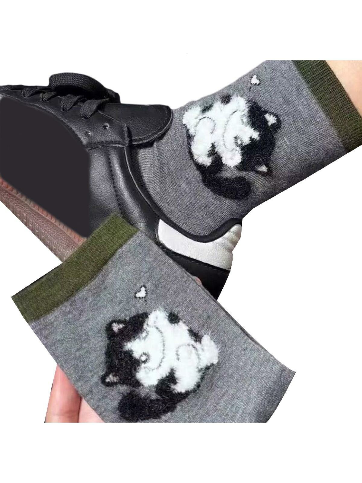 Женские носки с котами, Серый