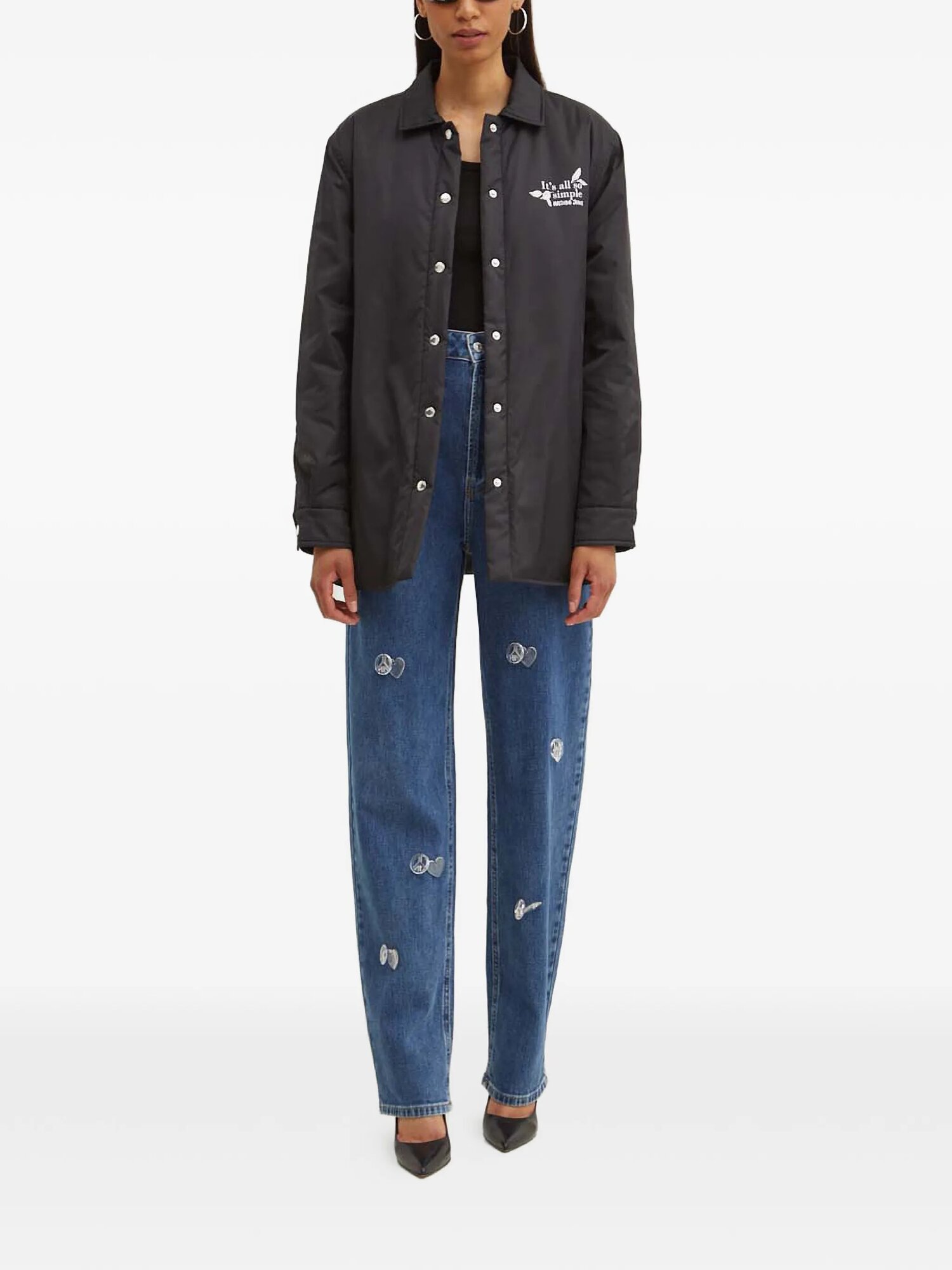 Куртка MOSCHINO JEANS Printed jacket, размер 40, черный — фото 1