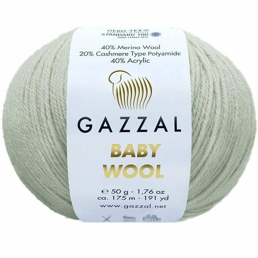 Пряжа Gazzal BABY WOOL 817 св. серый (5 мотков)