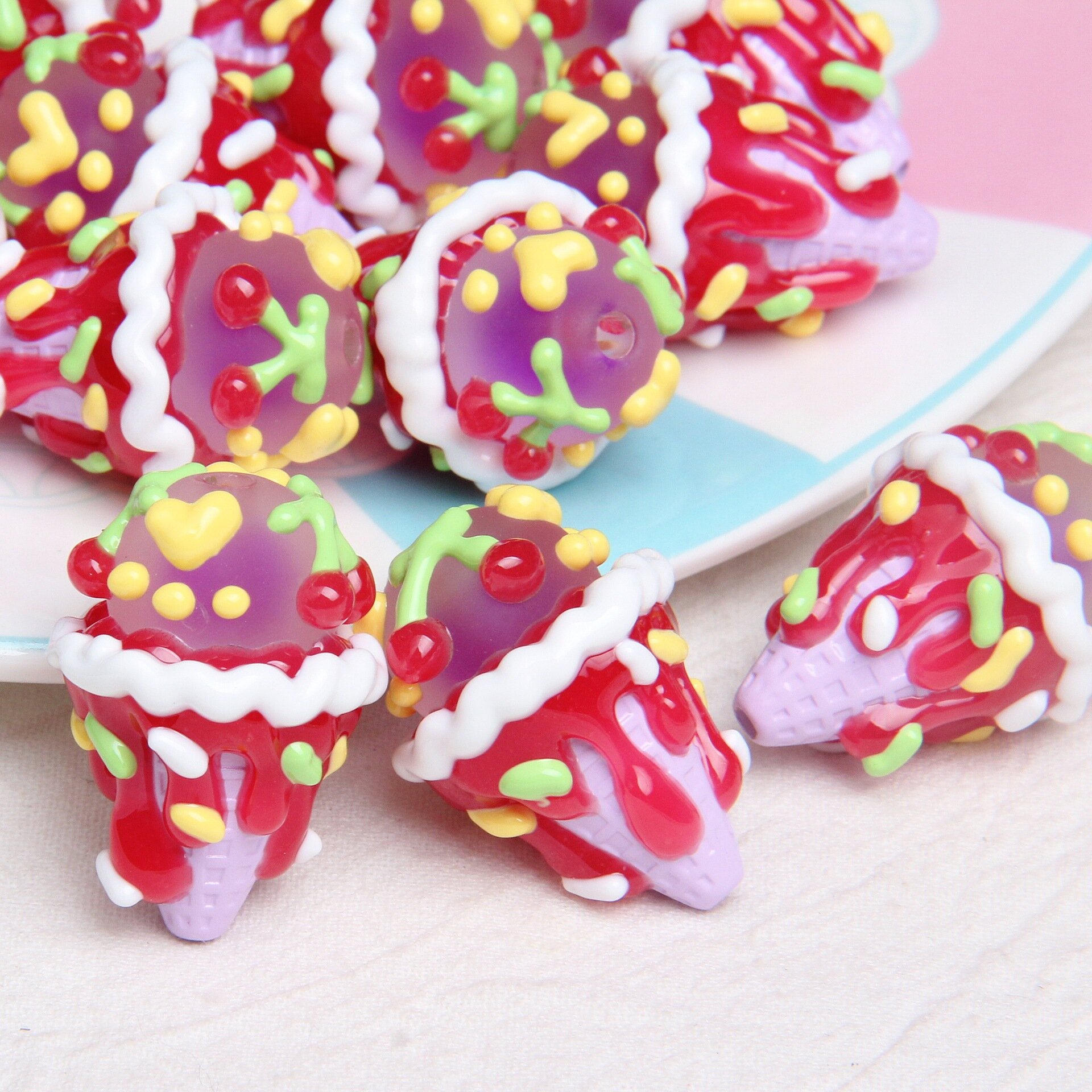 Тяжелые масляные ручной работы бусины для мороженого, акриловые ручной работы бусины, DIY свободные бусины, цепочка для телефона, подвеска для автомобиля, DIY бисерные аксессуары