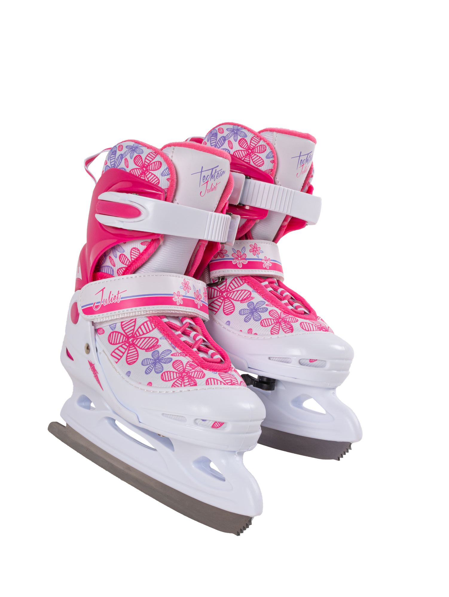 Коньки ледовые раздвижные Tech Team Juliet, размер 38-41, бело-розовые