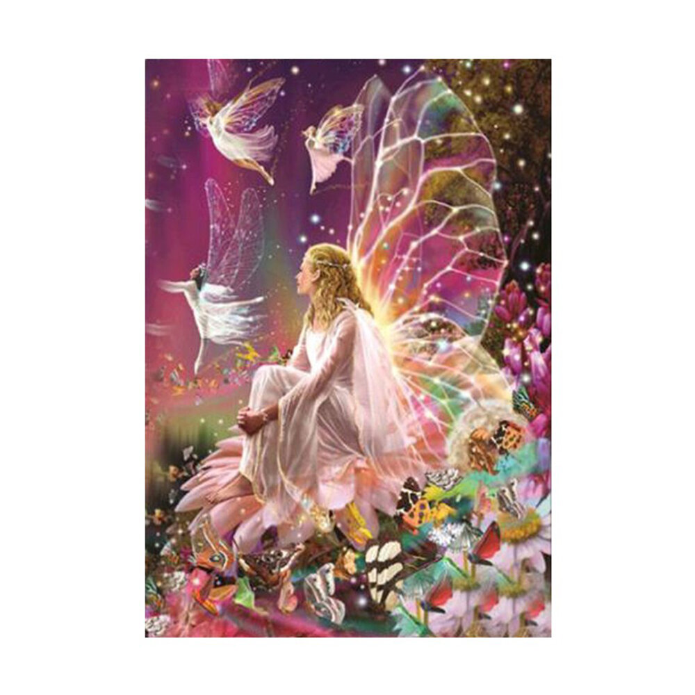 DIY 5D Бриллиантовое Живопись Куб фиолетовый Эльф Круглая Форма Полностью Сверленная Наборы для Бриллиантовой Живописи Творчество для Декорации Стены Комнаты, 30*40см, Материал: Полотно и Резиновые Бриллианты, Типы: A, B, C, D, E, F, , H, I (по выбору),