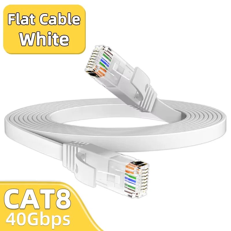 CAT6 Ethernet-кабель Плоский UTP Короткий Сетевой кабель 0,1 м 0,2 м 0,5 м 50 м RJ45 Патч-кабель LAN Ethernet CAT 6 FALT WHITE 1CAT6, 15M