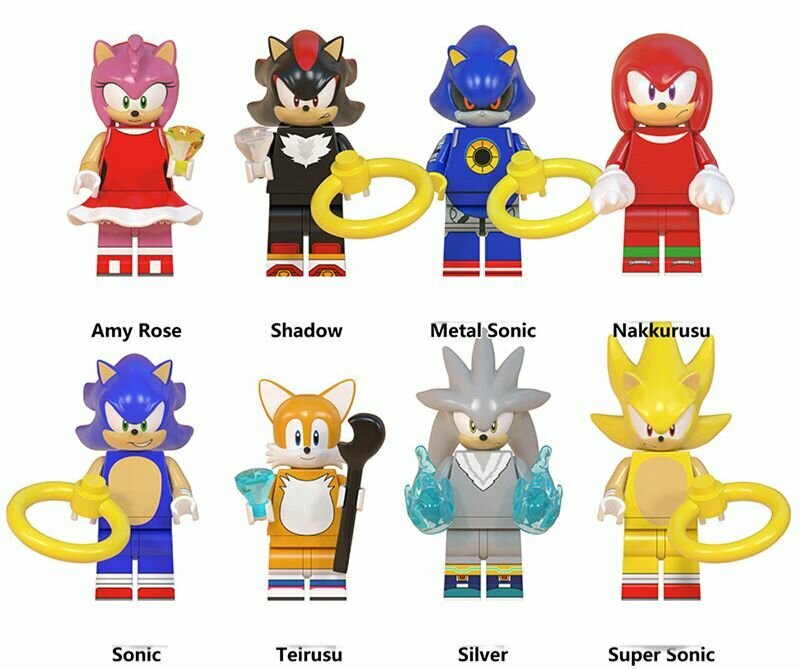 Набор минифигурки Супер Соник / Super Sonic совместимы с конструкторами 8шт (4.5см, пакет)