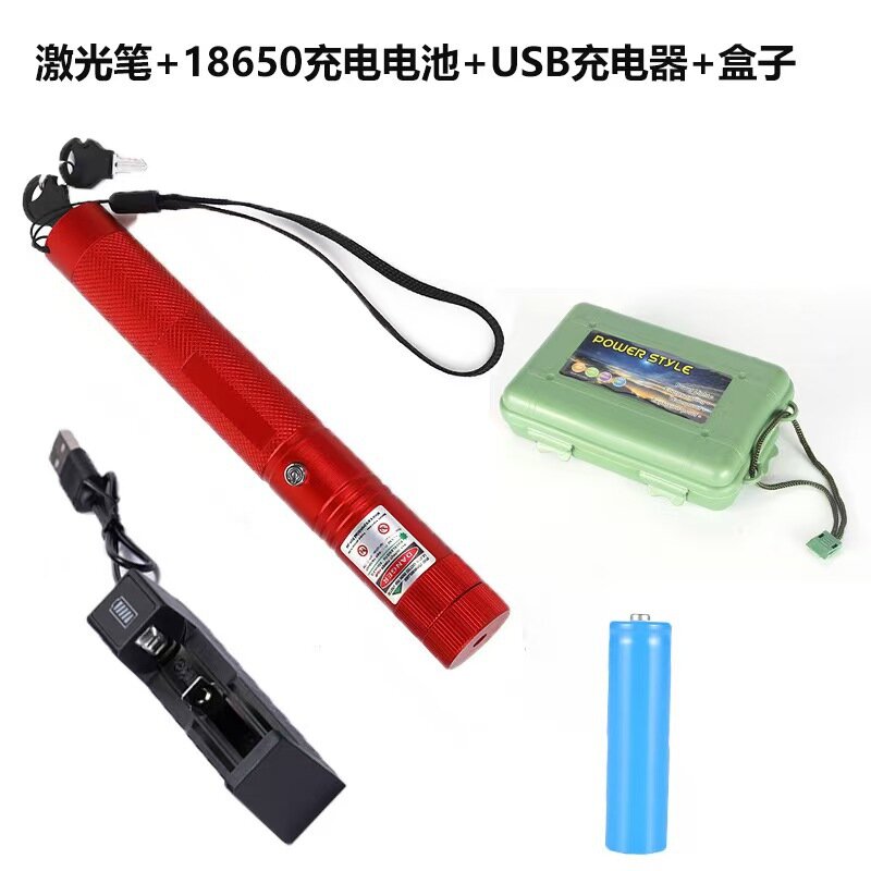 303 мощный лазерный фонарик красный зеленый внешний лазерный фонарик Красный корпус + аккумулятор + зарядное устройство