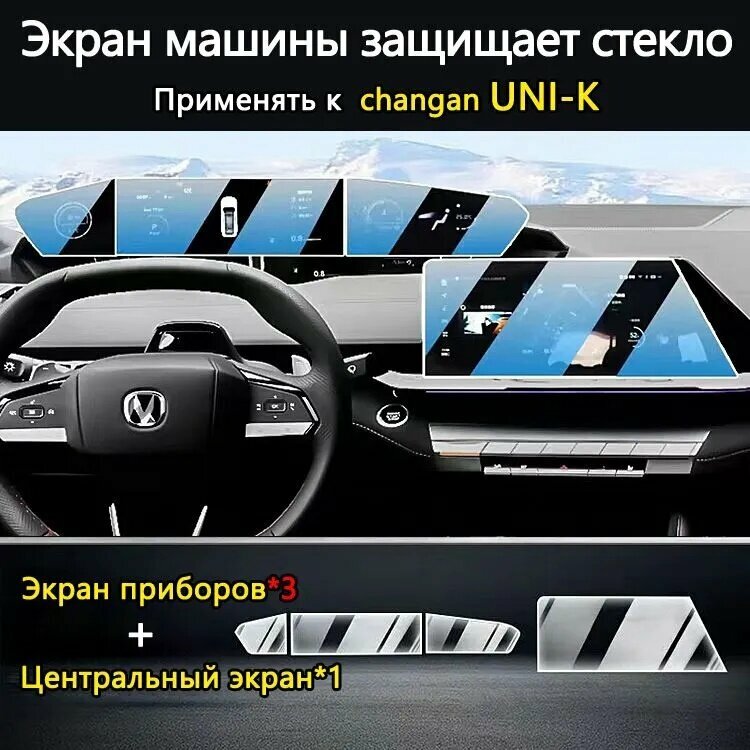 Защитное стекло для Экран приборов+Центральный экран/changan uni k