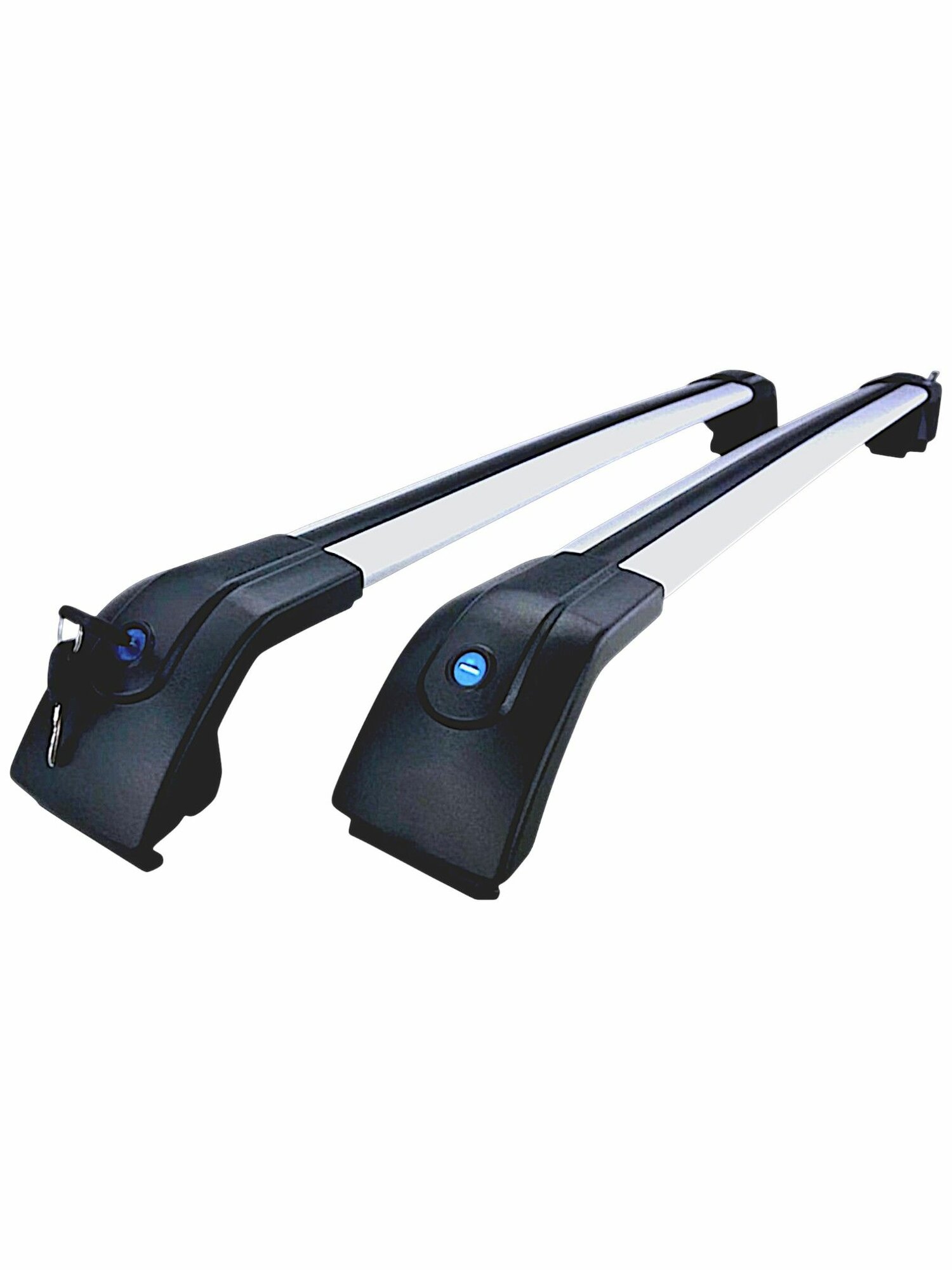 Багажник на рейлинги Джетур Х70 Плюс / Jetour X70 Plus GarageGenius Багажник на крышу на интегированные рейлинги с замками, универсальный, крыло, серебро (поперечины и упоры)