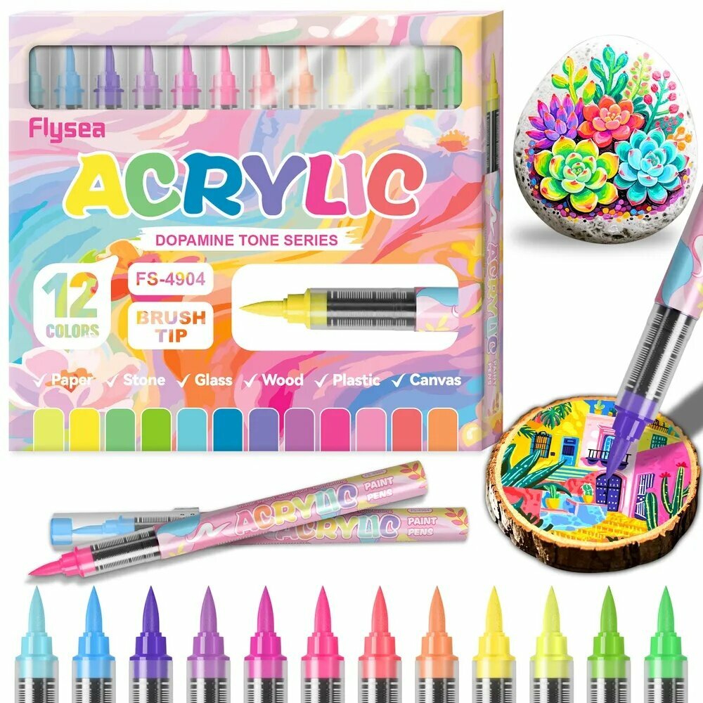 Flysea Набор маркеров Акриловый, 12 шт.