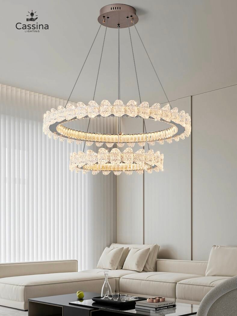 Подвесной светильник Cassina DD130-600 LED (с пультом дистанционного управления) Подходит для кухонь/гостиных/спален и т. д. Серебристый + прозрачный 600*600 мм 58 Вт