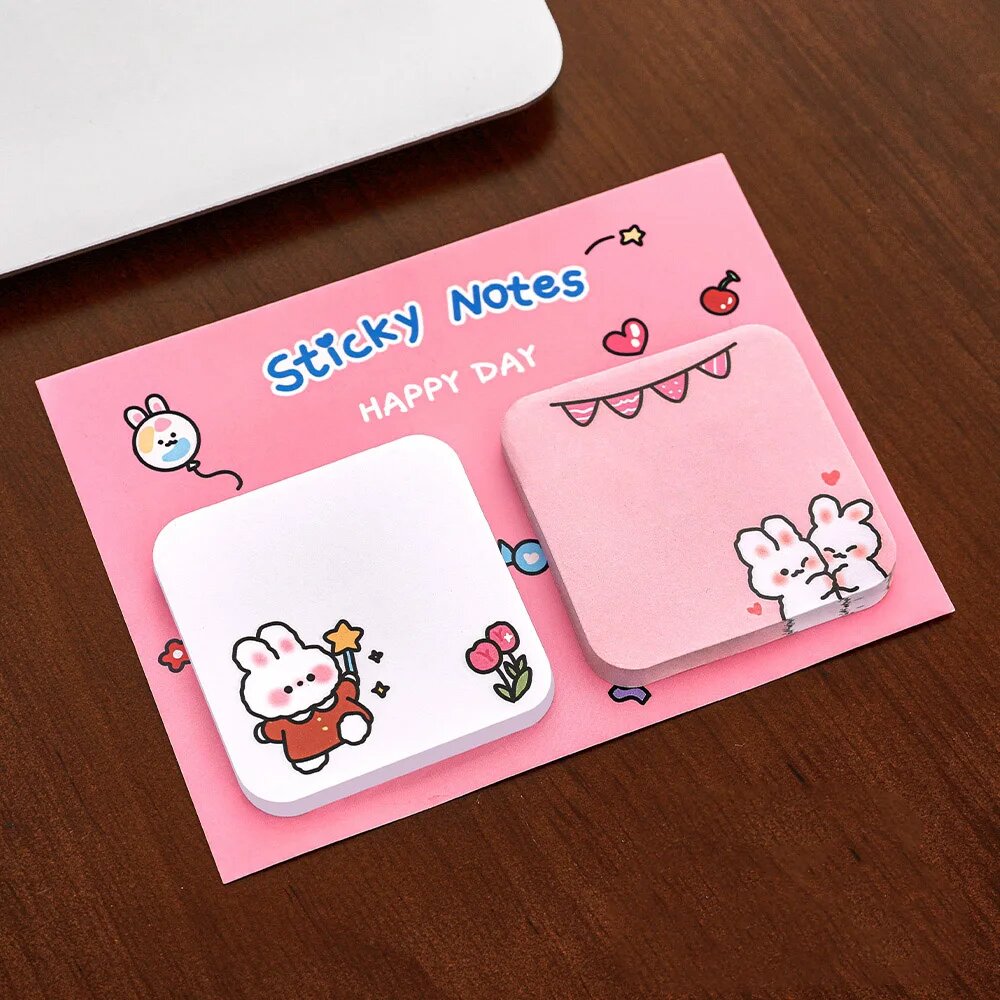Розовый набор стикеров "Sticky Notes" с милыми зайчиками