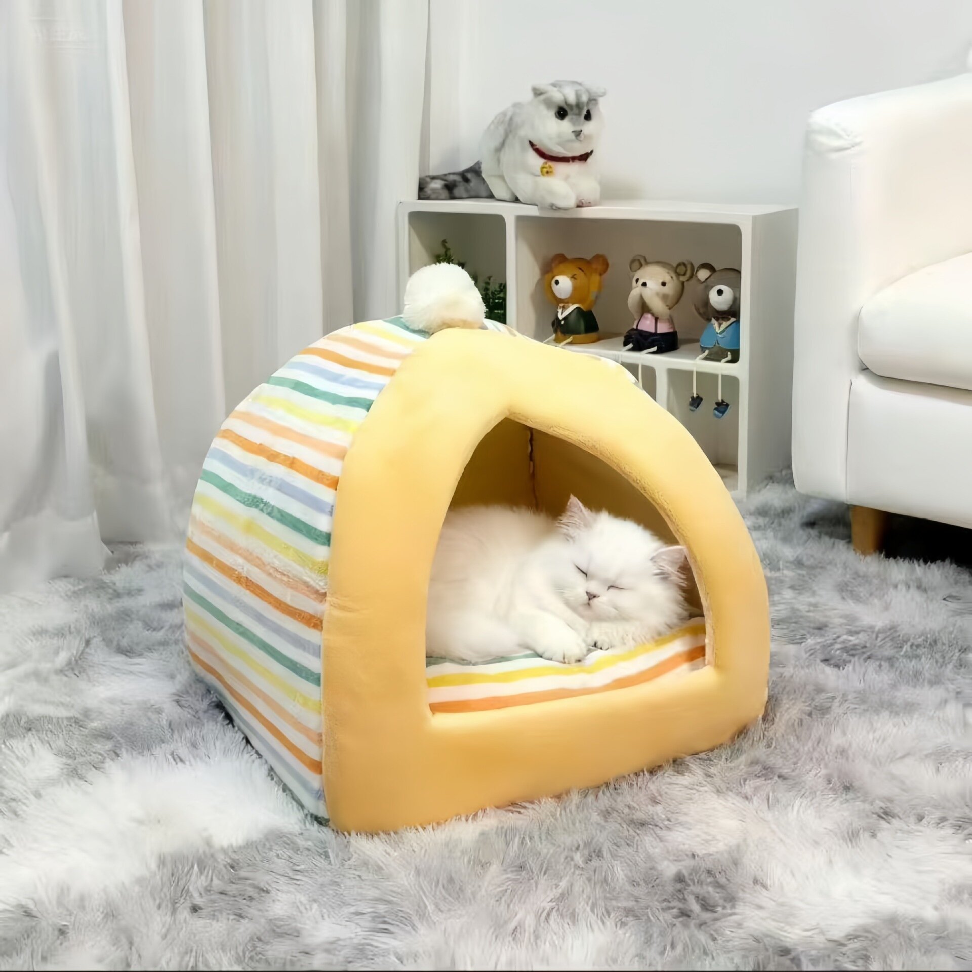 Креативная палатка для домашних животных в виде гриба, зимнее теплое гнездо для кошек, полузакрытое домашнее гнездо для собак