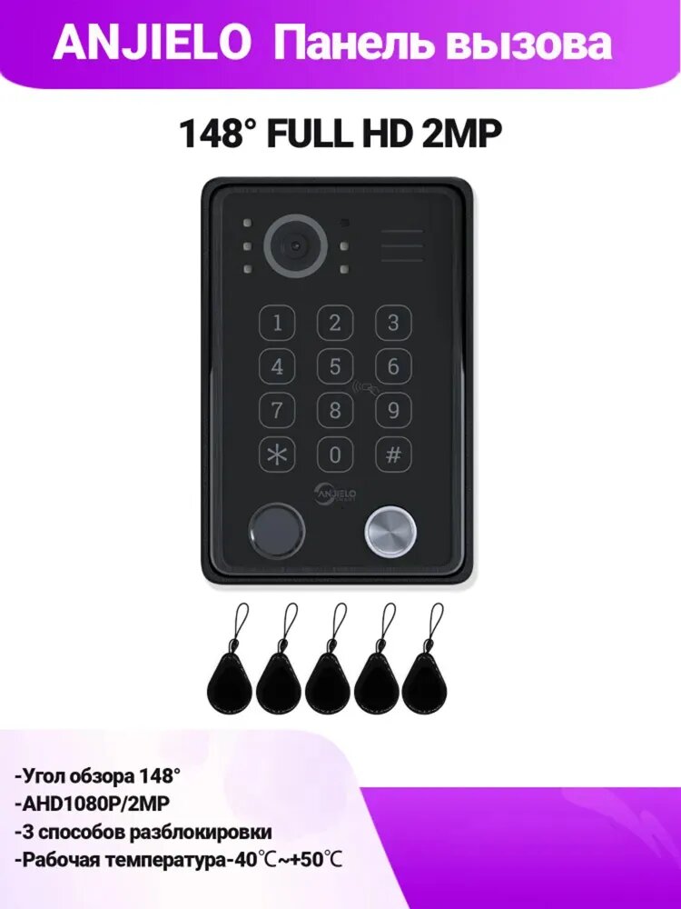 Только панель вызова-1080P Панель вызова и широкоугольной камерой, 3-в-1 разблокировка: пароль, IC-карта, отпечаток пальца