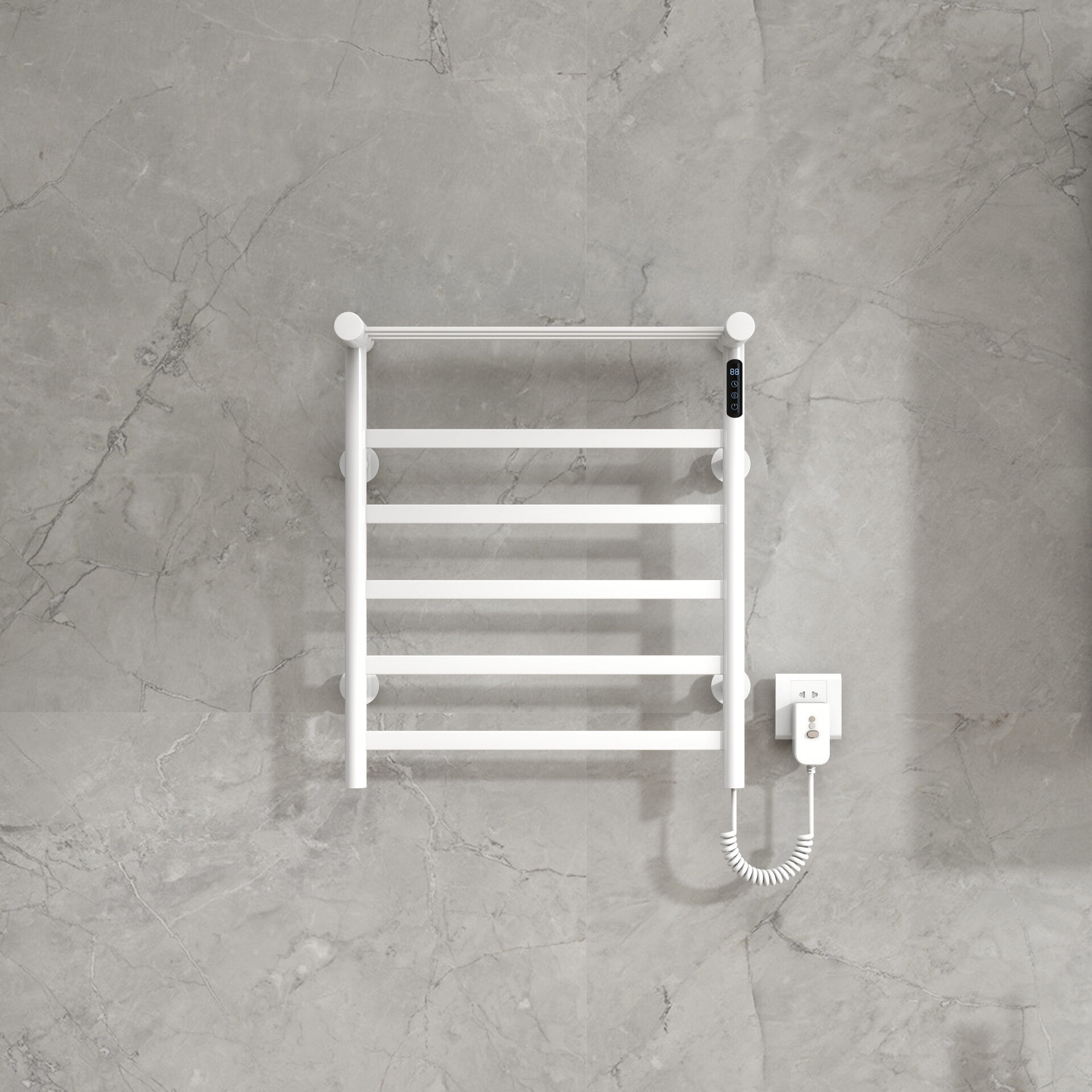 Космический алюминиевый умный электрический подогреваемый полотенцесушитель с постоянной температурой, вращающаяся стойка для хранения из нержавеющей стали без сверления