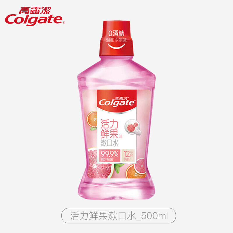 Ополаскиватель для рта Colgate 500 мл, фторид, против кариеса, свежее дыхание, портативная бутылка, 99.9% уменьшение бактерий, без алкоголя