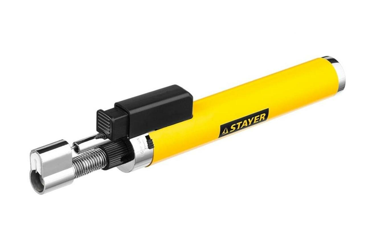 Газовая горелка-карандаш "MaxTerm", STAYER "MASTER" 55560, с пьезоподжигом, регулировка пламени, 1100С