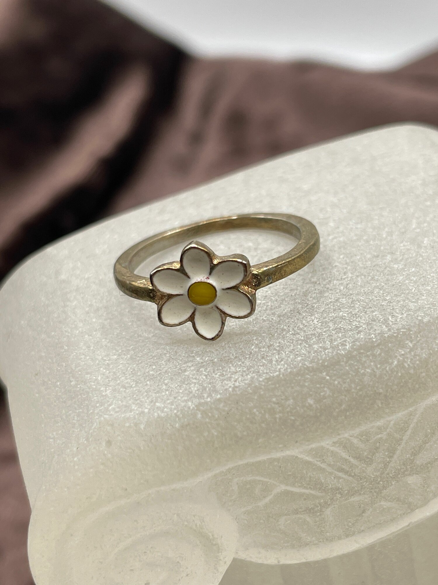 Винтажное кольцо, ромашка, размер 17