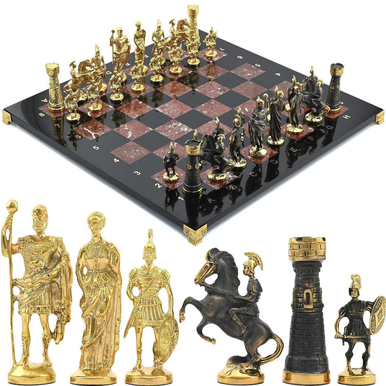 Шахматы подарочные из камня и бронзы Римские, 410*410мм