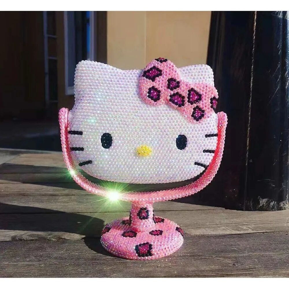 Алмазная мозаика Hello Kitty зеркало для творчества, светло-розовый, 22x18см