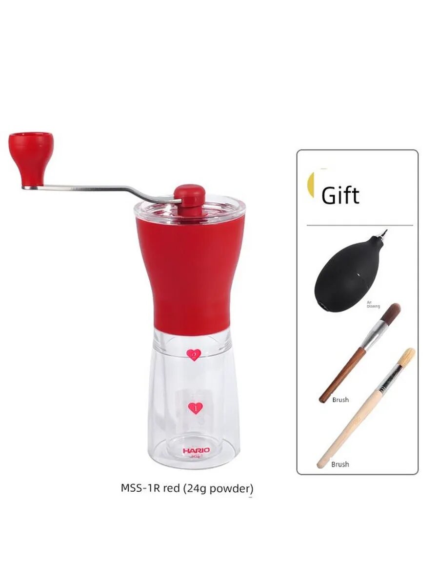 Кофемолка Hario MSS-1R, керамические жернова, красная