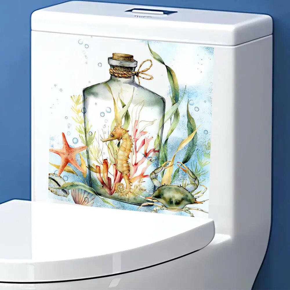 Морская коралловая черепаха ПВХ самоклеящаяся наклейка для украшения туалета