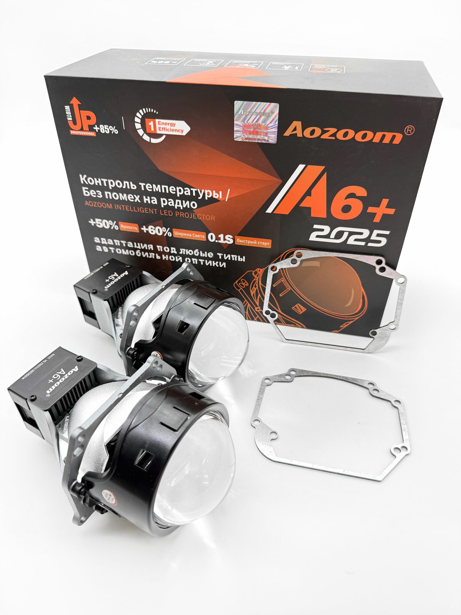 Светодиодные билед модули Аозум А6+ 2025 на Acura RDX 2006-2012 / Линзы bi-led A6+ для Акура РДХ