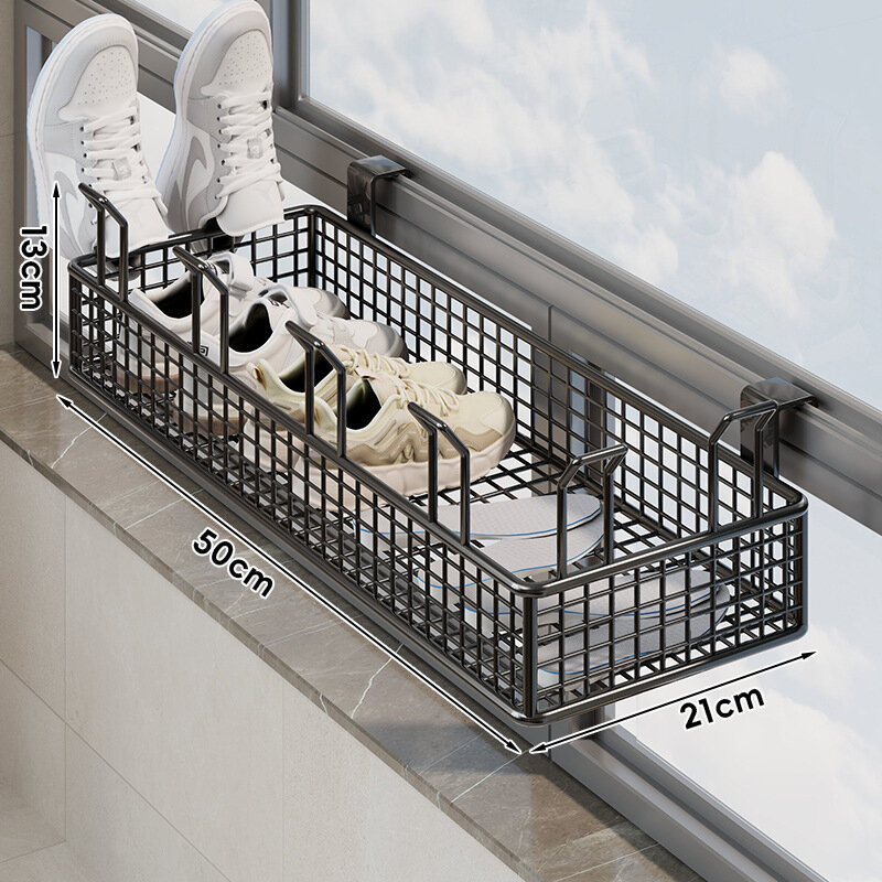Балконная полка для сандалий, корзина для сушки обуви, наружный крючок для оконного ограждения, антикражный крючок для окна, полка для сушки обуви