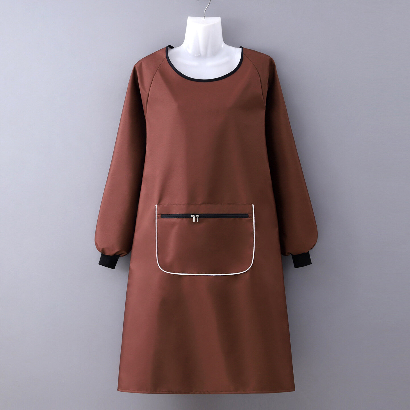 Композитный водоотталкивающий фартук с логотипом для кухни, длинный рукав, модная рабочая одежда для дома и офиса