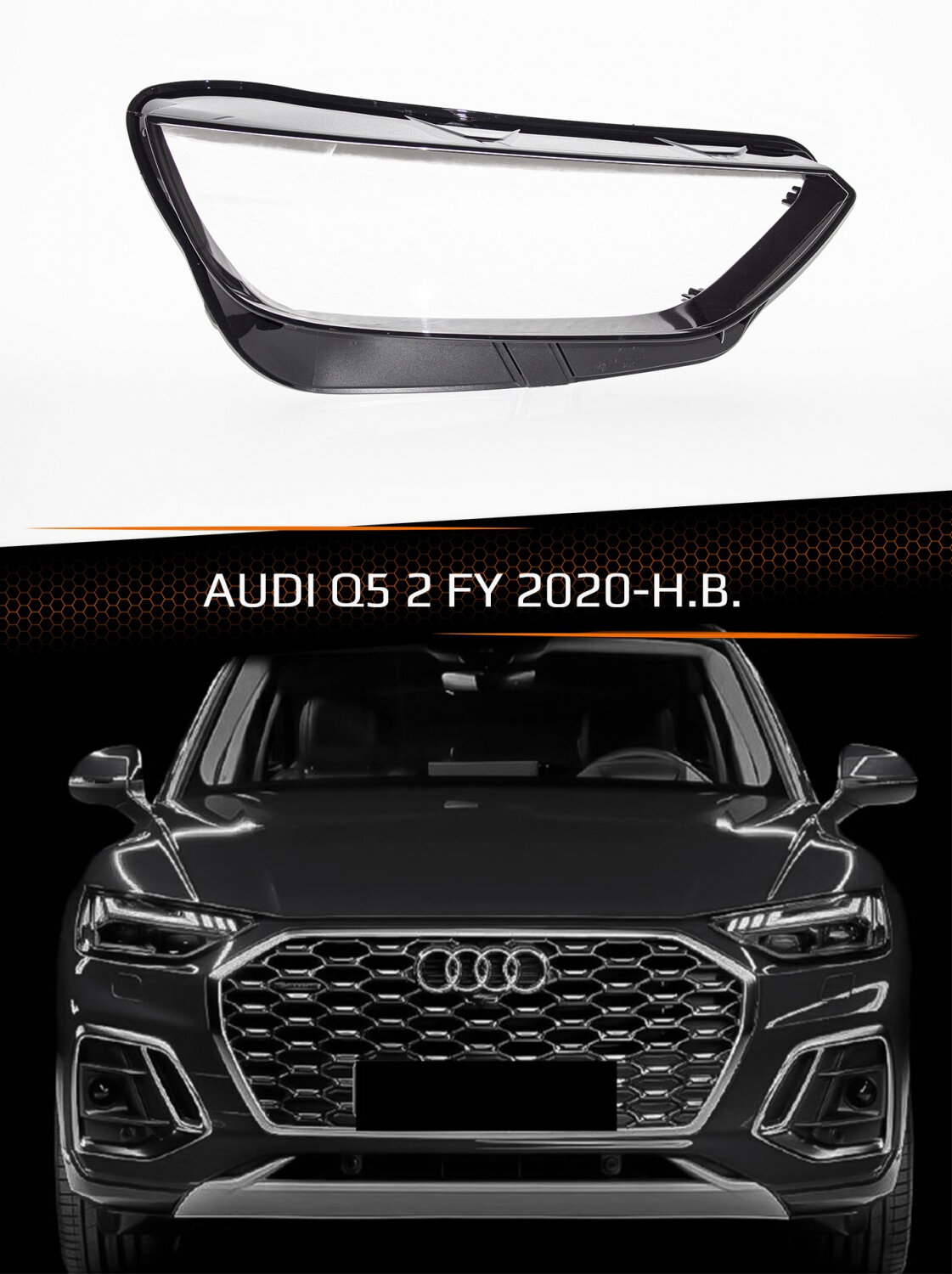 Стекло фары AUDI Q5 2 FY (2020-н. в.) рестайлинг (правое)